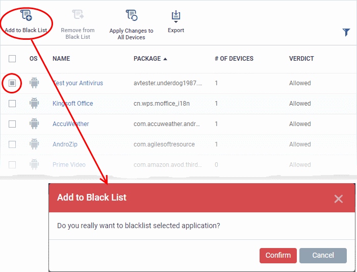 Xcitium Enterprise Admin Guide - Blacklist and Whitelist Applications | Comodo